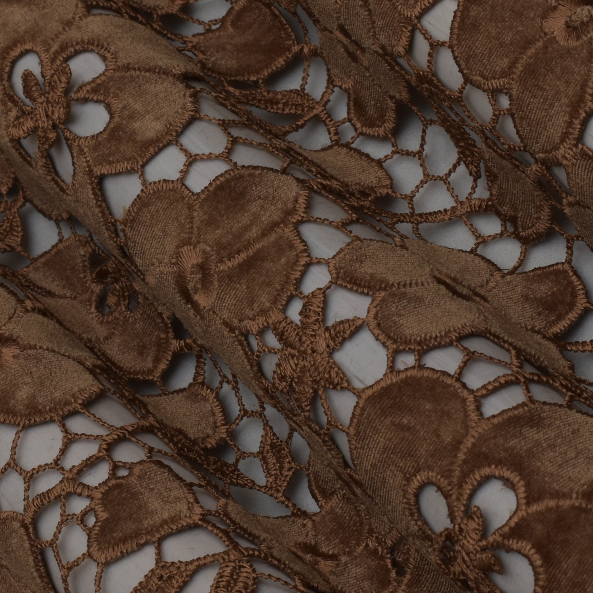 Caramel Brown Color Velvet Cut Work Fabric – KC Creations