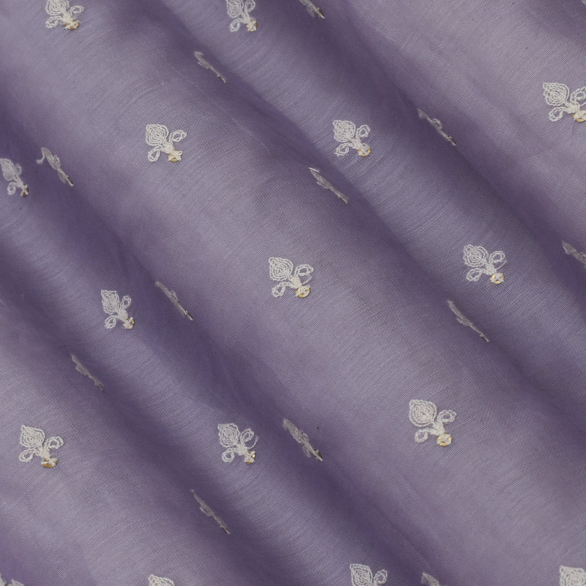 Lavender Color Chanderi Booti Embroidery Fabric – KC Creations