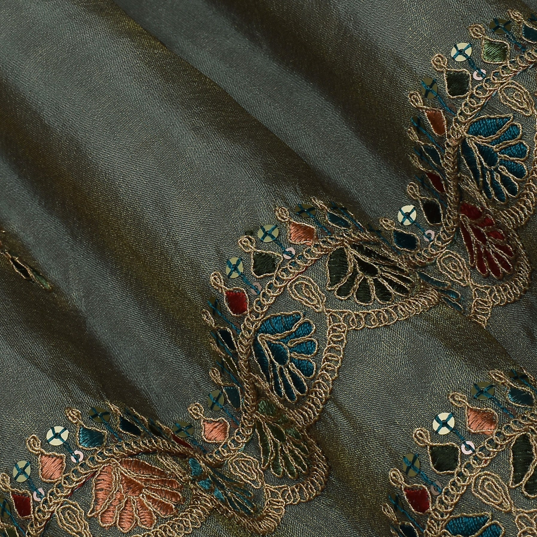 Mint Green Color Tissue Booti Embroidery Fabric – KC Creations