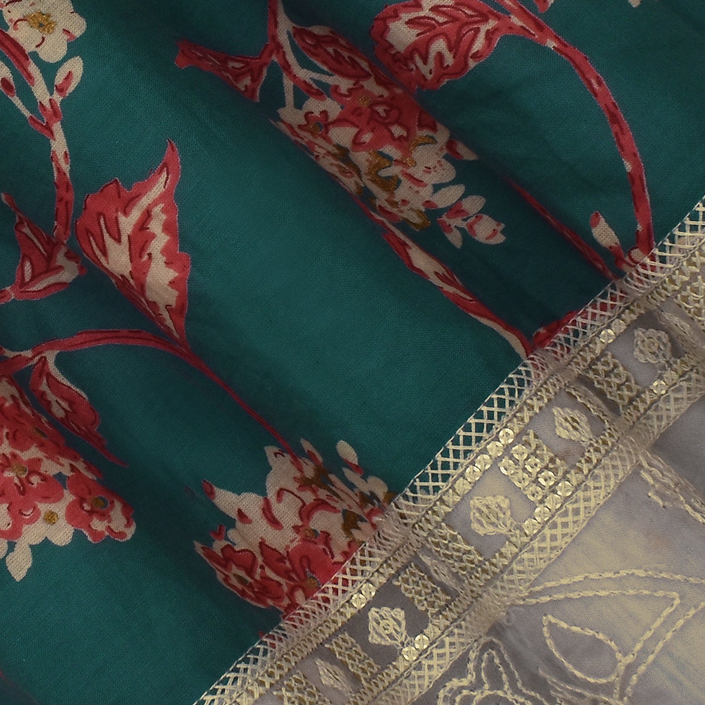 Rama Green Color Mulmul Plazo Embroidery Fabric – KC Creations