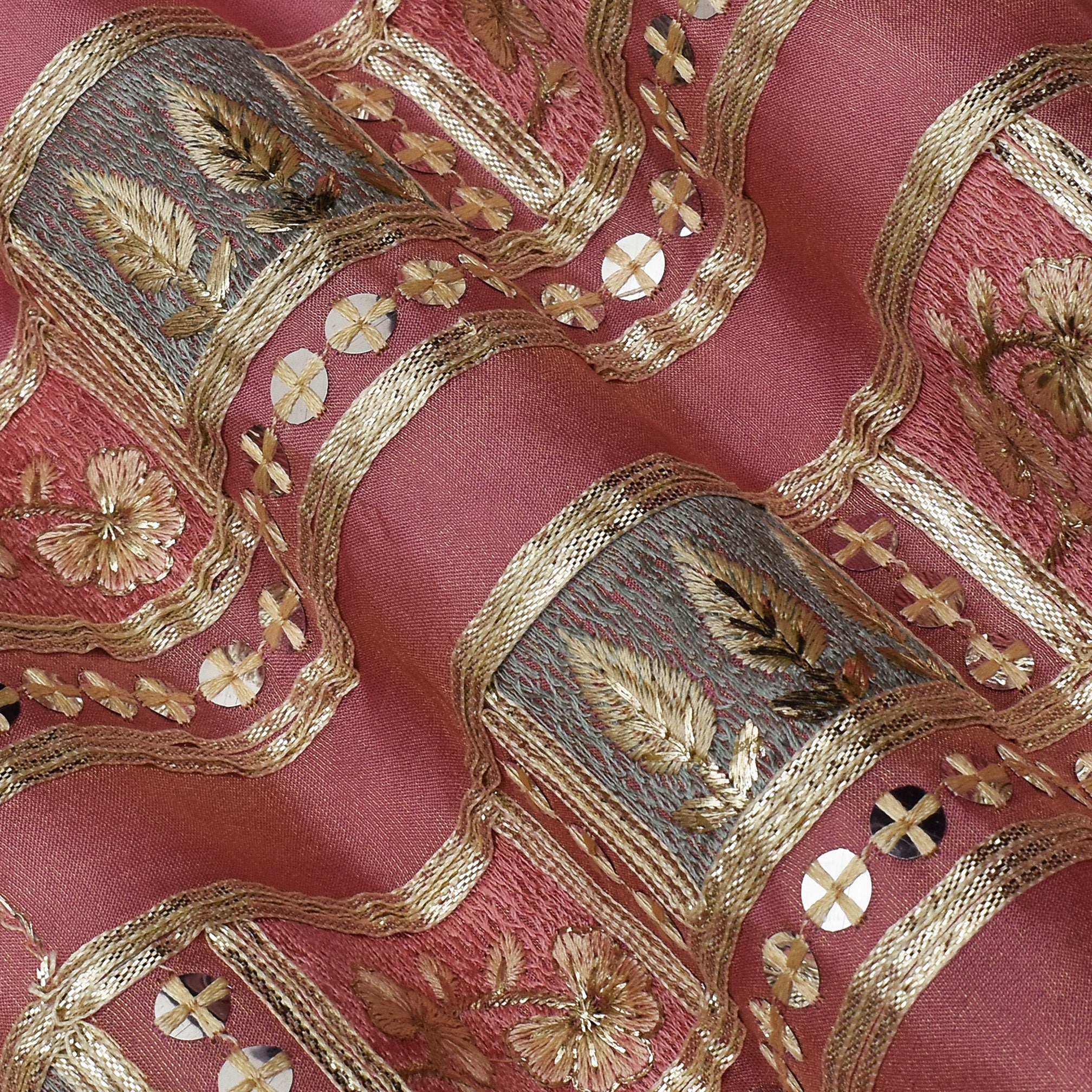 Pink Color Tissue Booti Embroidery Fabric – KC Creations