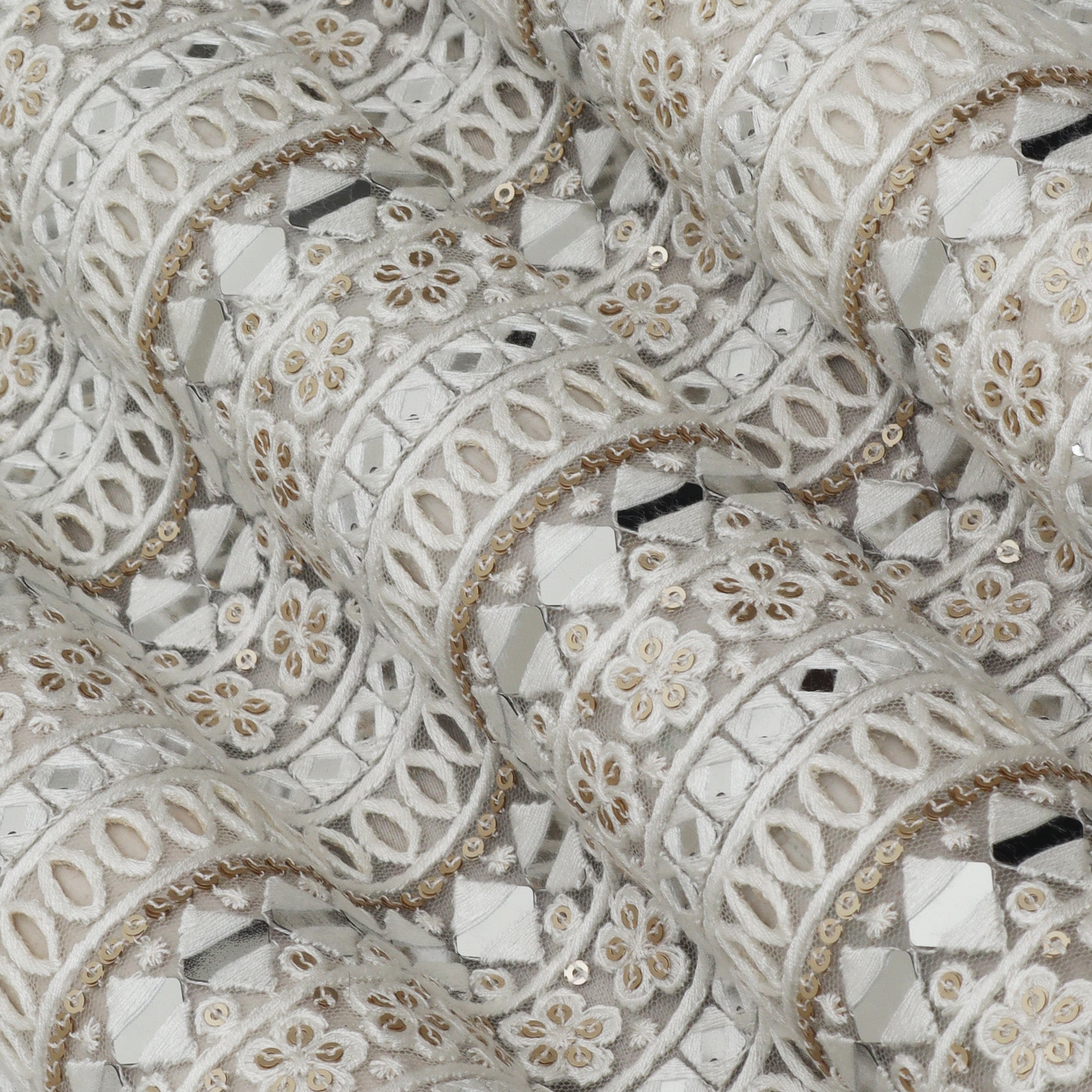White Color Net Crosiya Embroidery Fabric – KC Creations