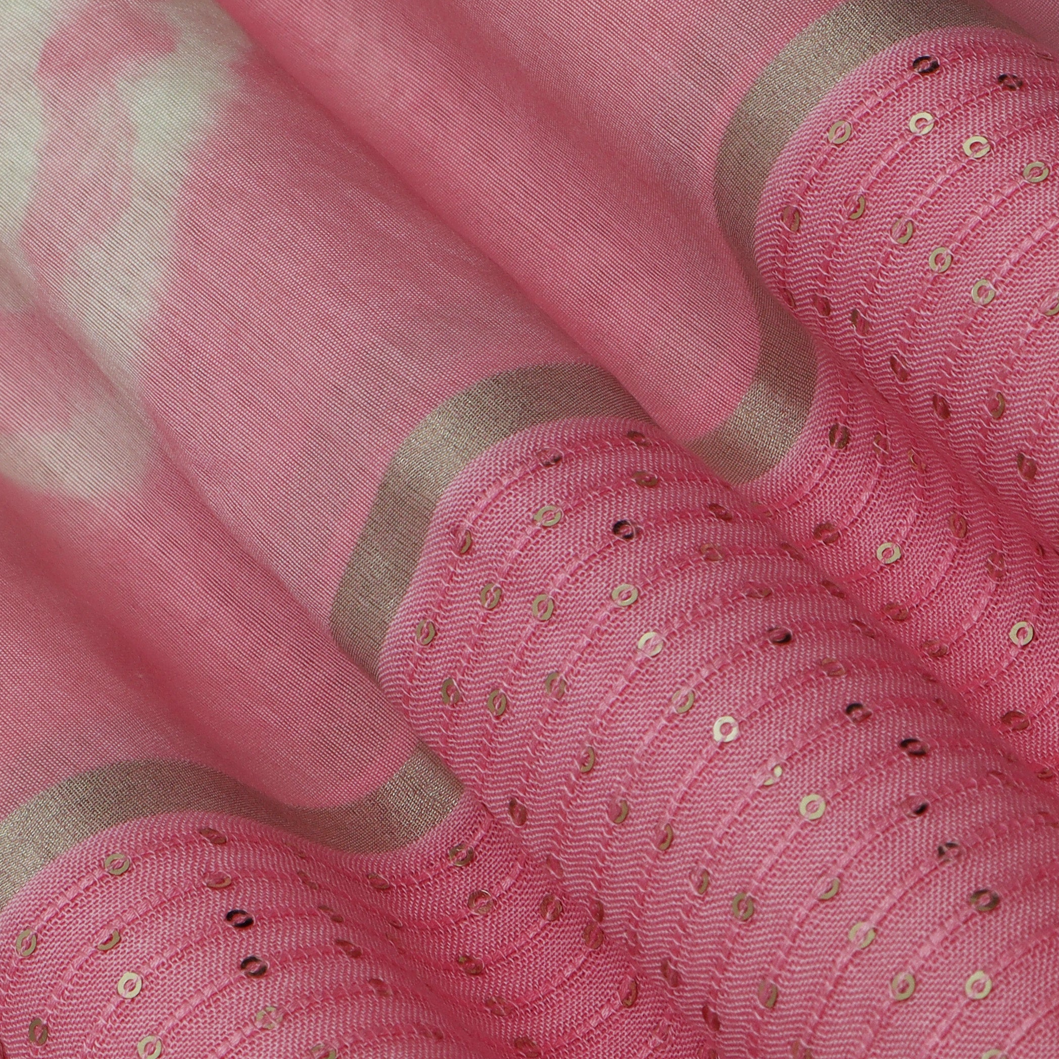 Pink Color Malai Chanderi Embroidery Fabric – KC Creations
