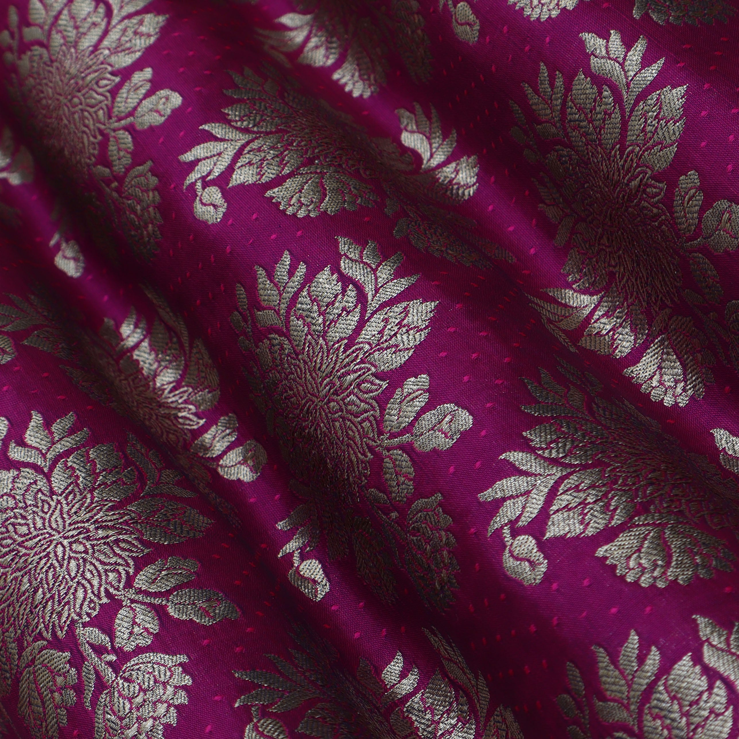 Magenta Color Katan Boota Jaal Brocade Fabric – KC Creations