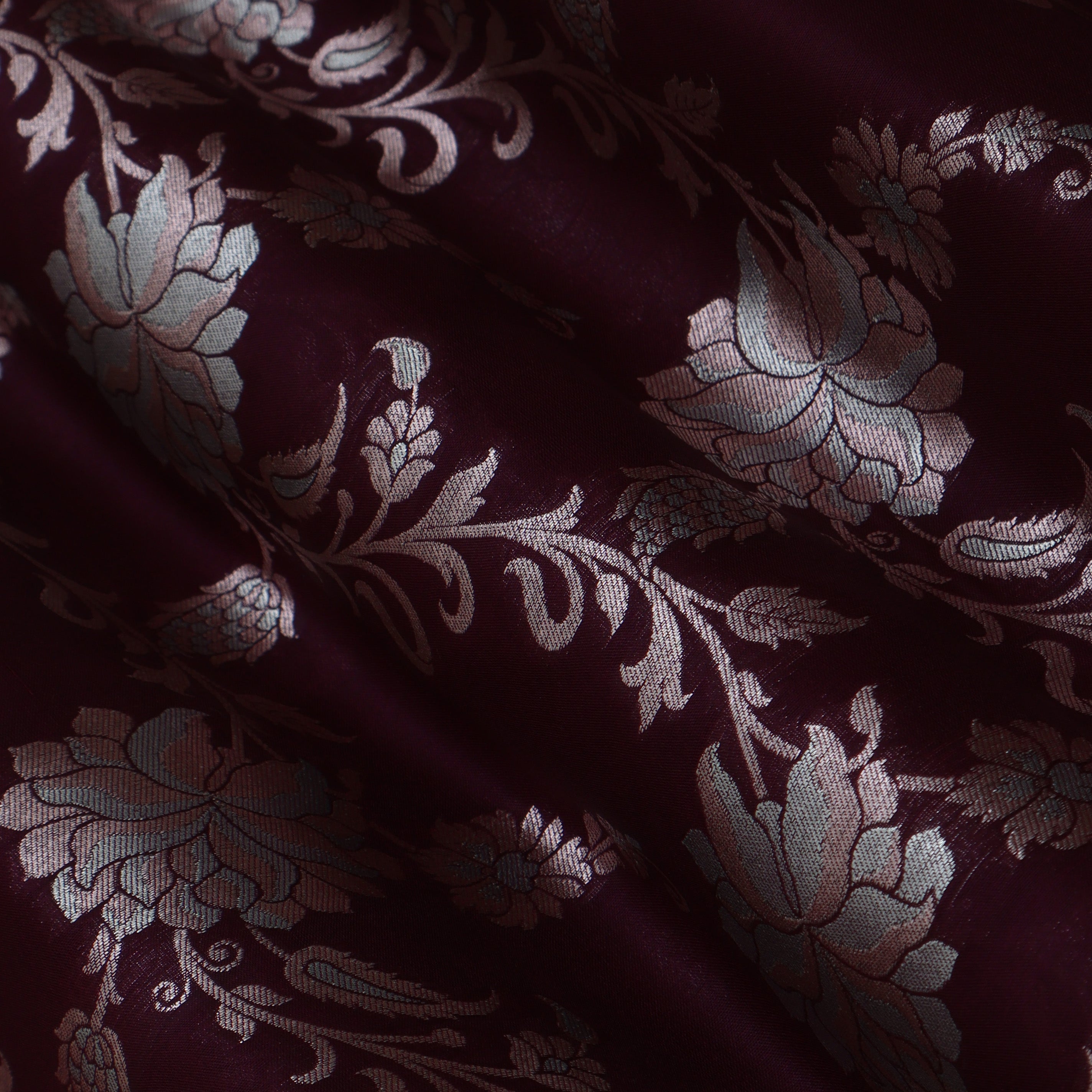 Wine Color Silk Brocade Fabric – KC Creations