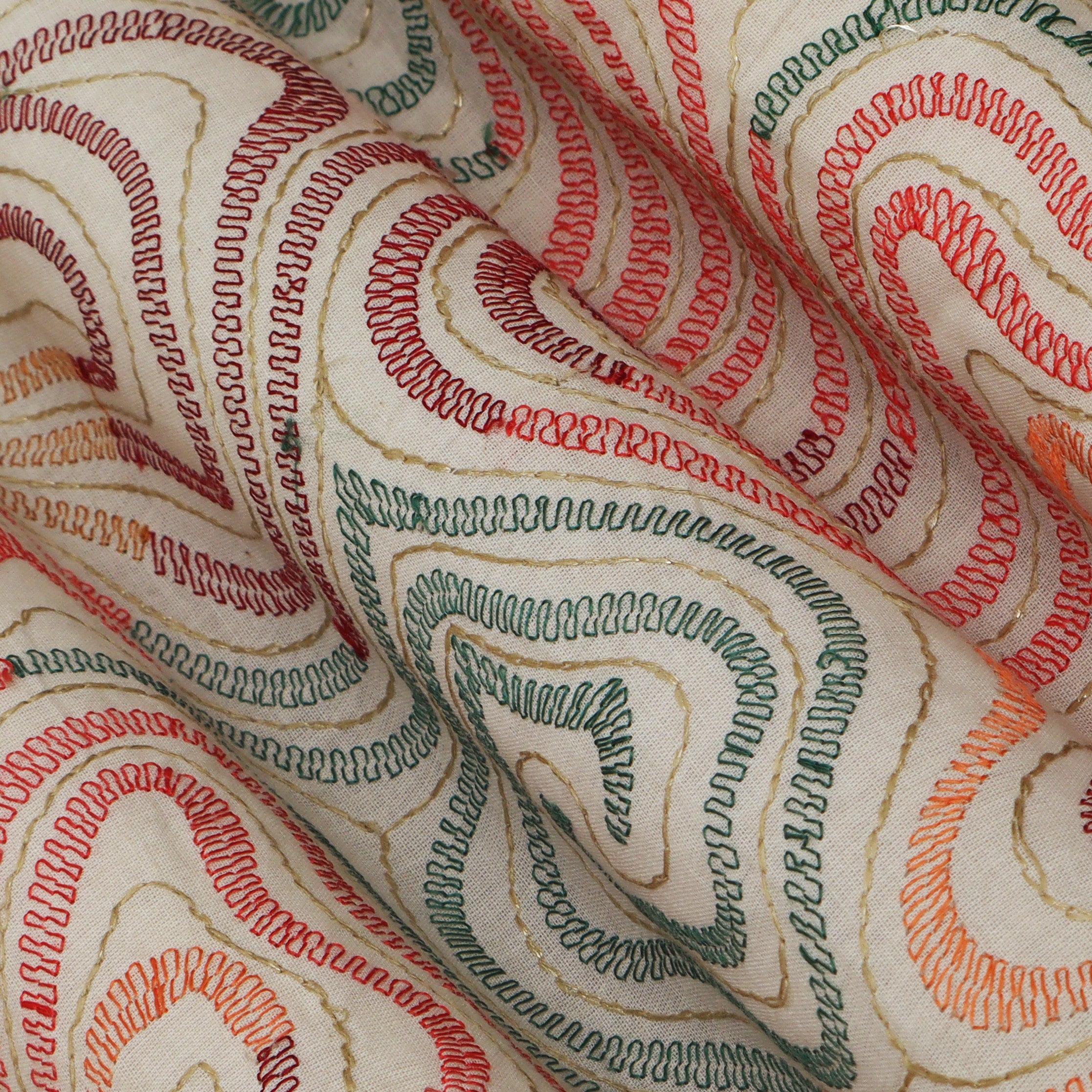 Cream Color Kora Cotton Embroidery Fabric – KC Creations