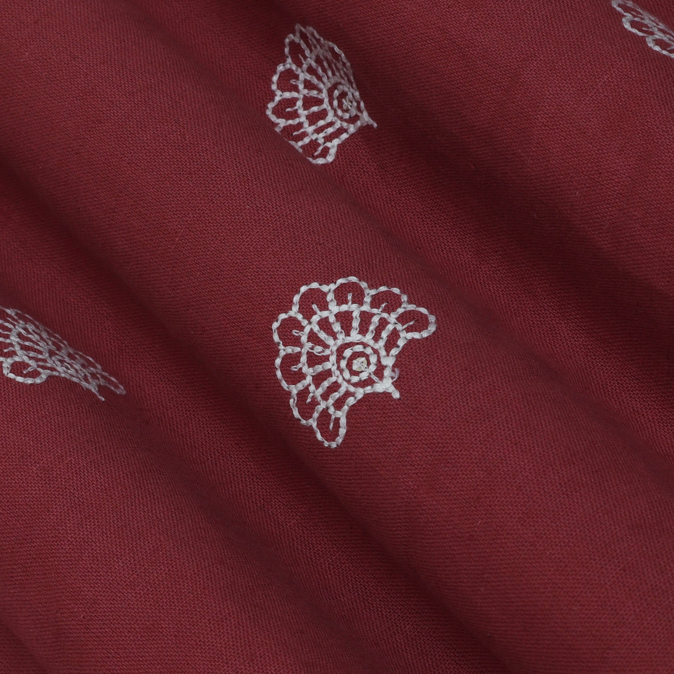 Gajri Color Kora Cotton Embroidery Fabric – KC Creations