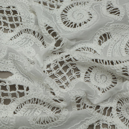 White Color Cotton Embroidery Fabric – KC Creations