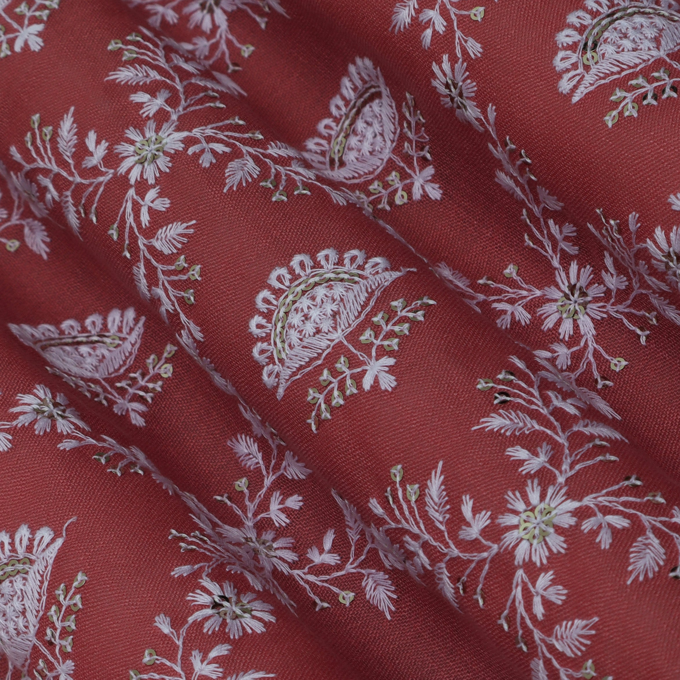 Gajri Color Linen Embroidery Fabric – KC Creations