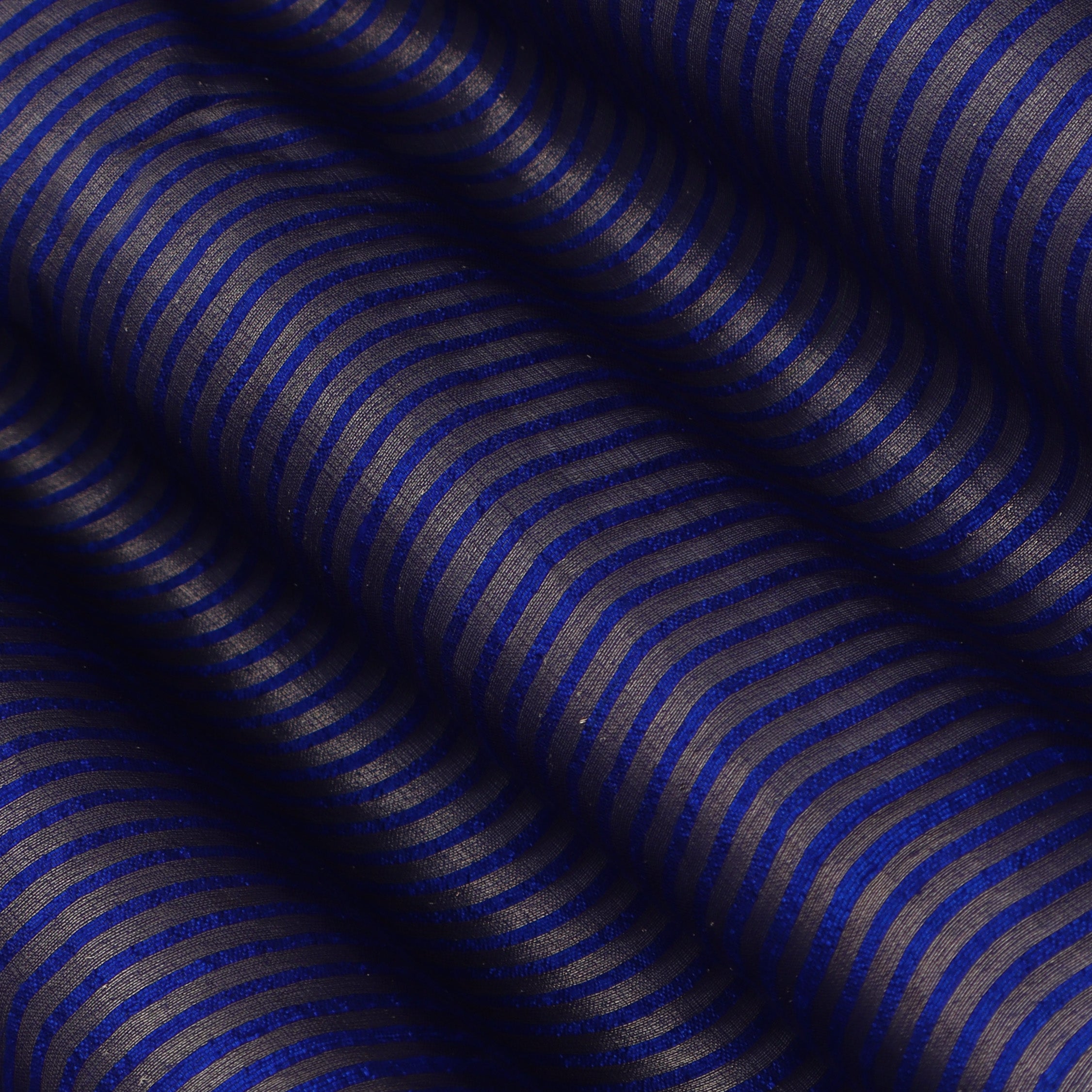 Royal Blue Color Raw Silk Stripe Fabric – KC Creations