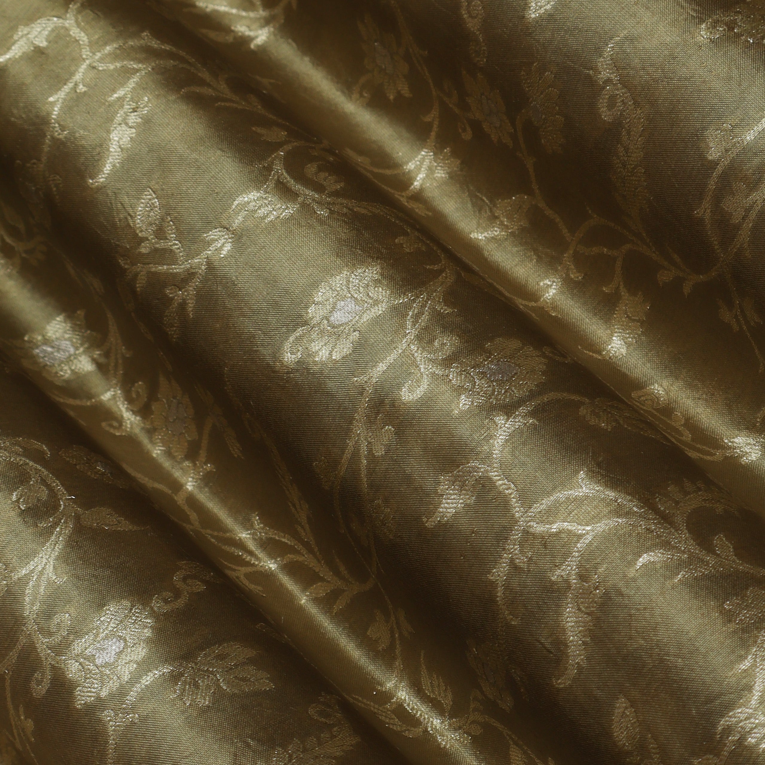 Mehndi Green Color Brocade Fabric – KC Creations