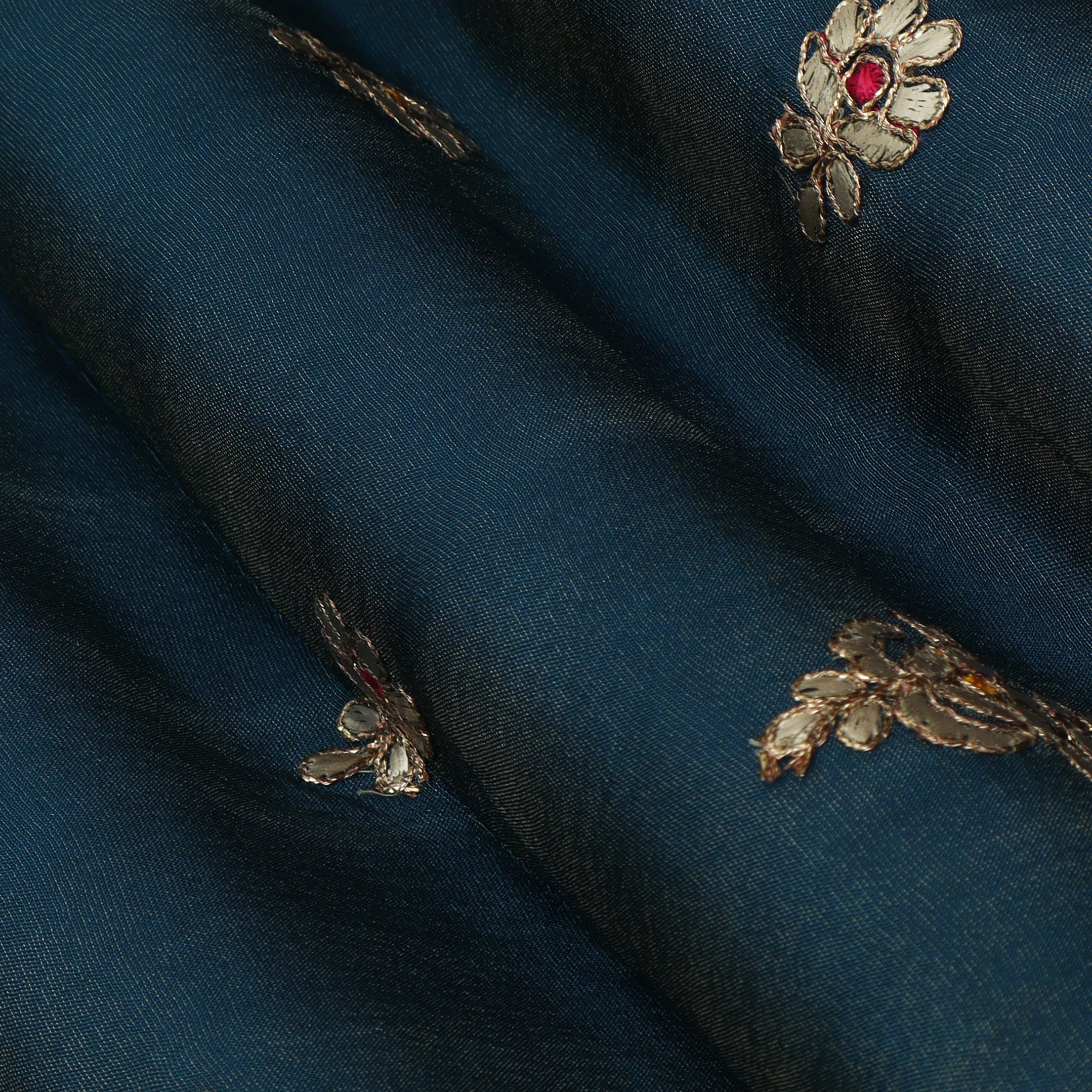 Teal Blue Color Tissue Boota Fabric – KC Creations