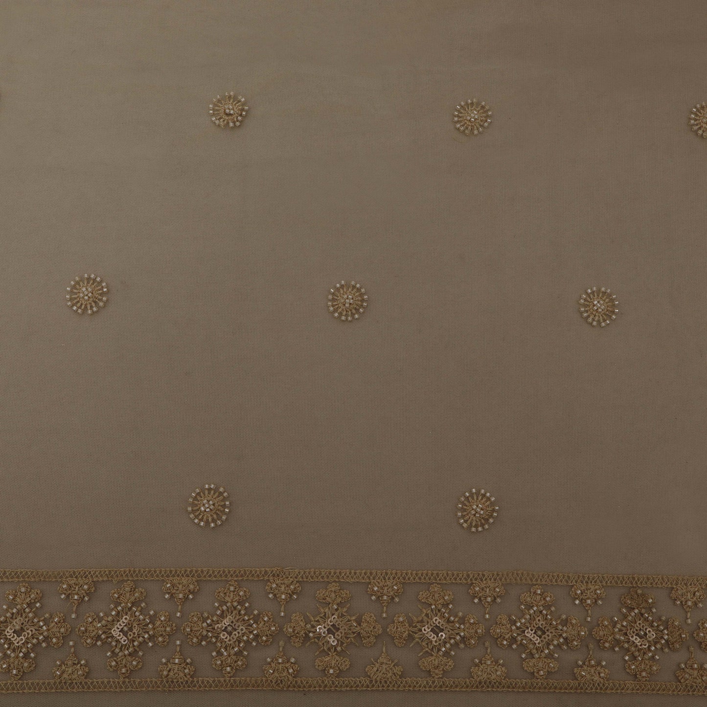 Beige Color Net Embroidery Fabric – KC Creations