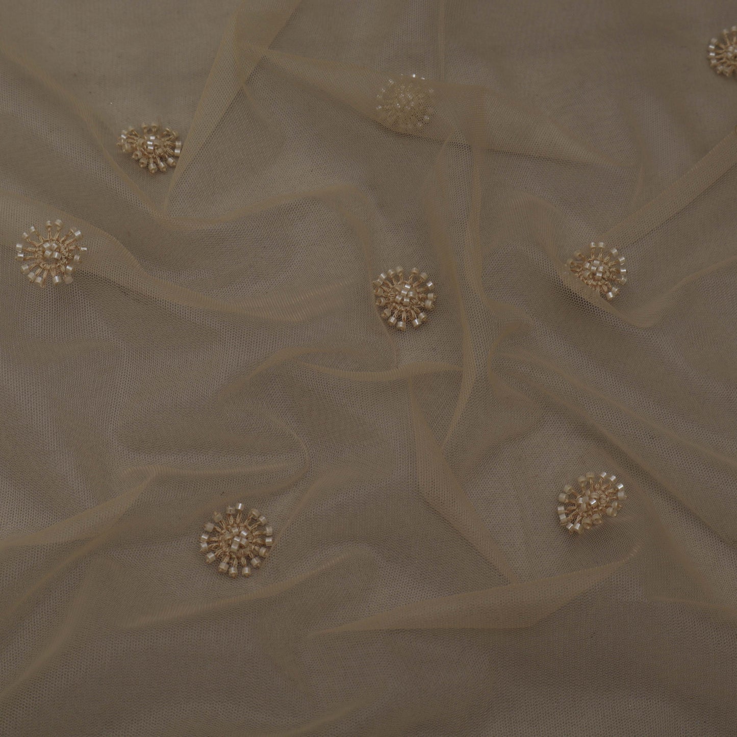Beige Color Net Embroidery Fabric – KC Creations