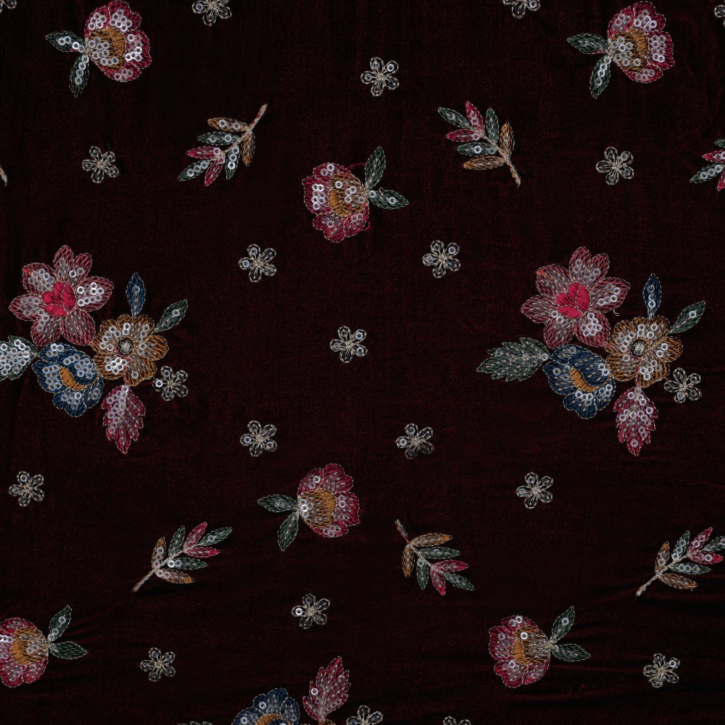 Maroon Color Velvet Embroidery Fabric – KC Creations