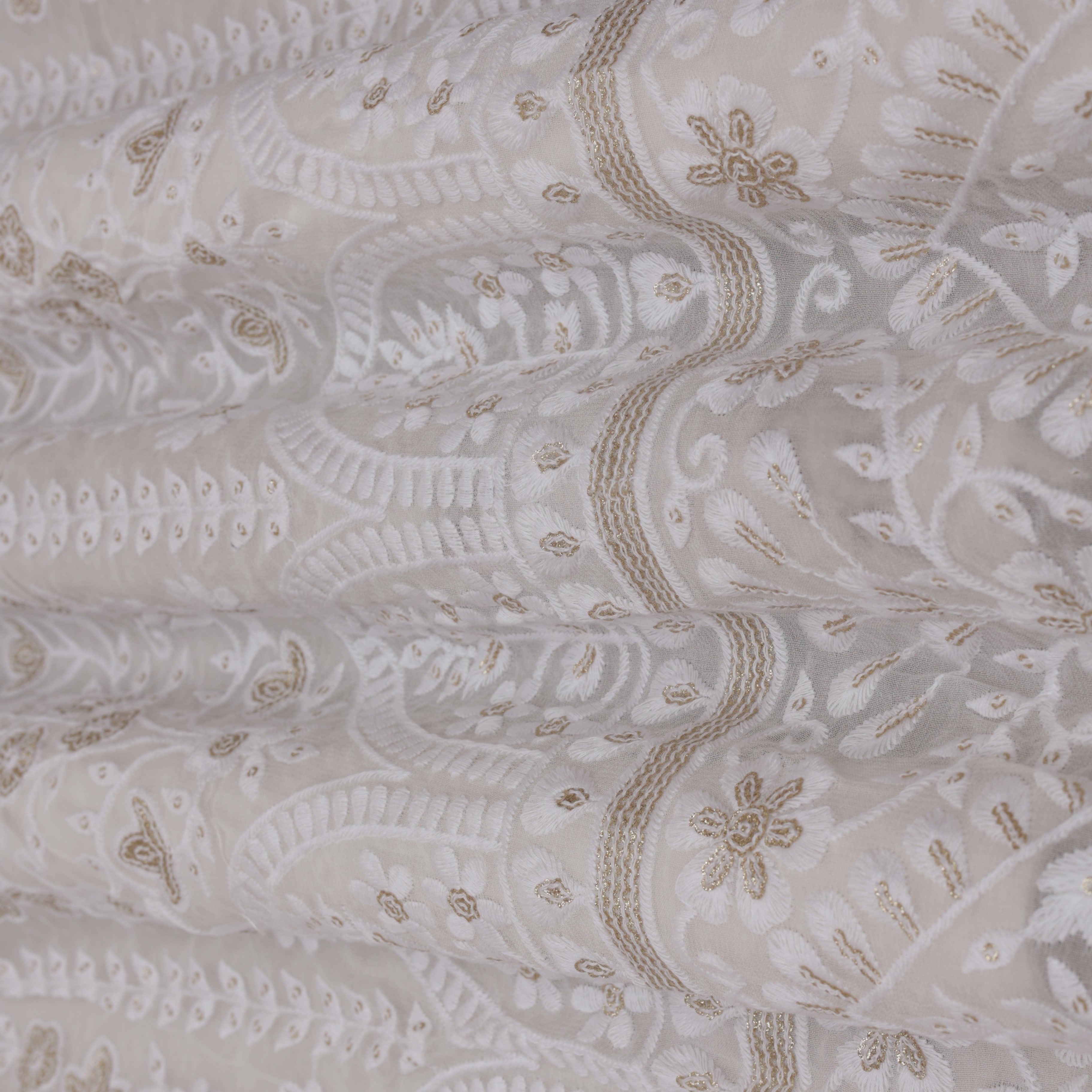 White Color Georgette Embroidery Fabric – KC Creations