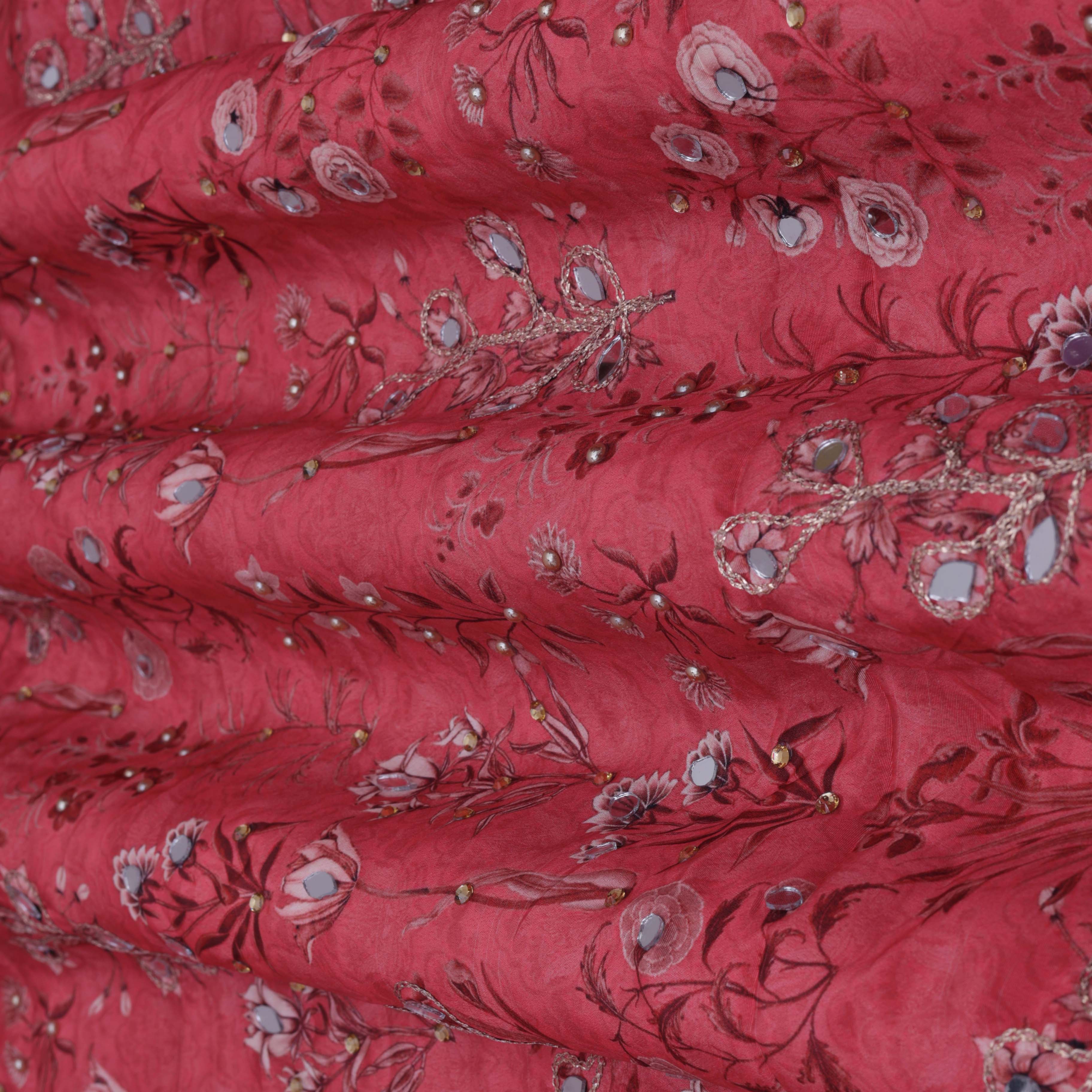 GAJRI Color Crepe Print Mirror Work Fabric – KC Creations