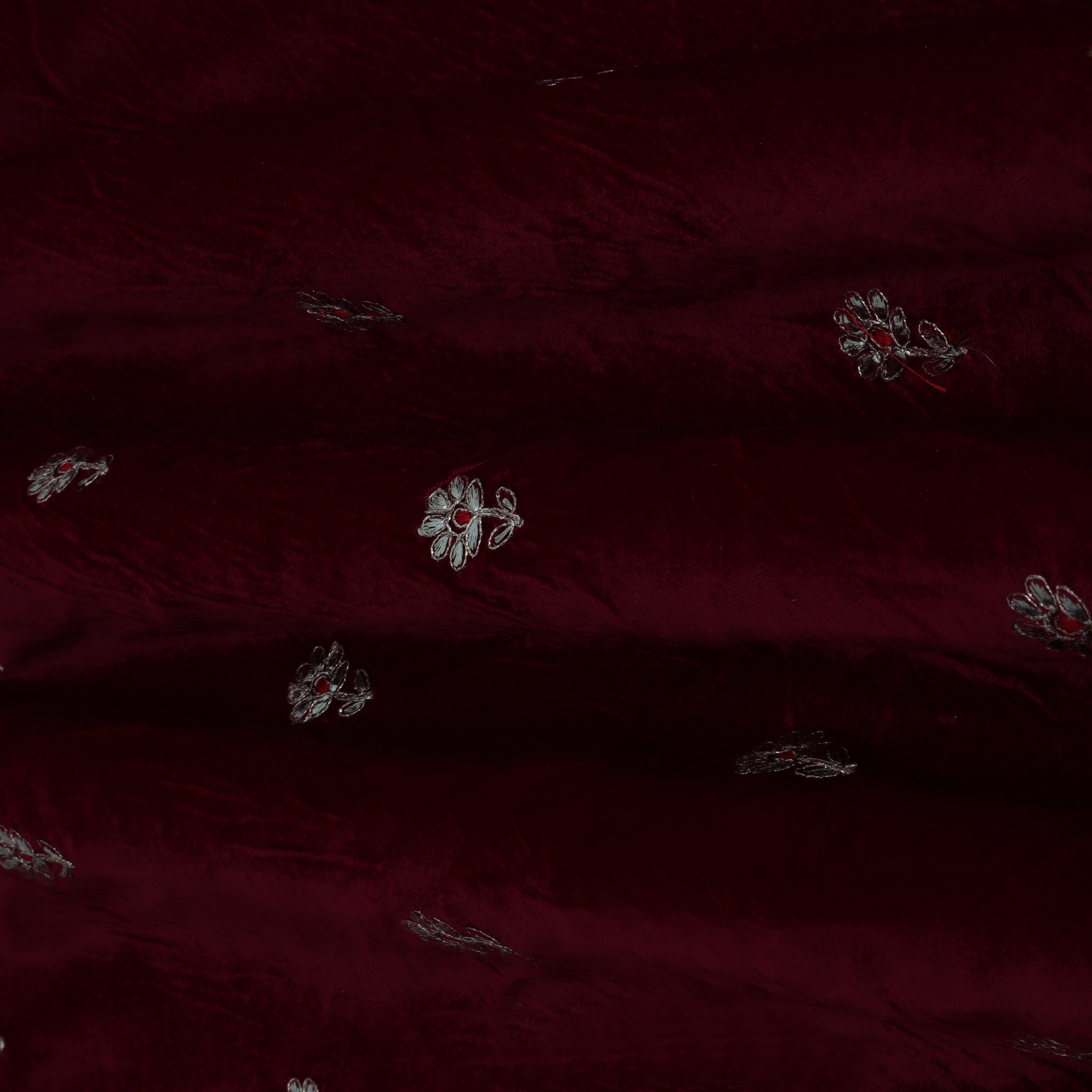 Maroon Color Velvet Embroidery Fabric – KC Creations